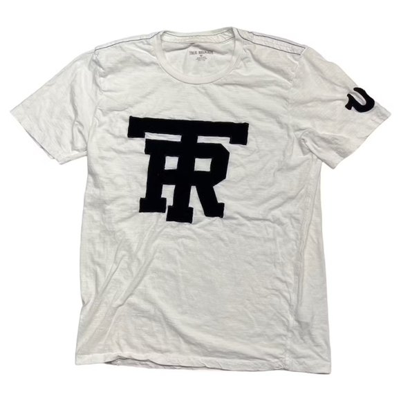 True Religion | Shirts | True Religion White Embroidered Tee Shirt Mens ...